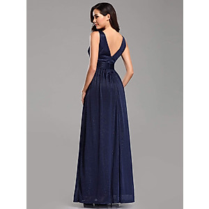 Ever-Pretty Womens Shimmery Ruched Long Evening Cocktail Bridesmaid Dresses for Women US 8 Navy Blue