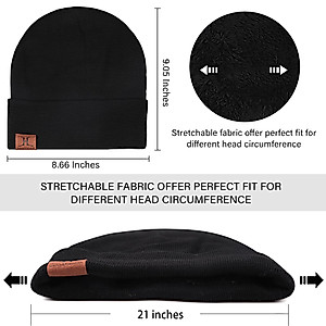 Winter Warm Beanie Hat Touchscreen Gloves Set, Soft Skull Cap Gloves Set for Men and Women with Warm Knit Fleece Lined