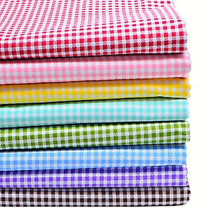 iNee Gingham Fat Quarters Fabric Bundles, Quilting Fabric for Sewing Crafting, 18 x 22 inches, (Gingham)