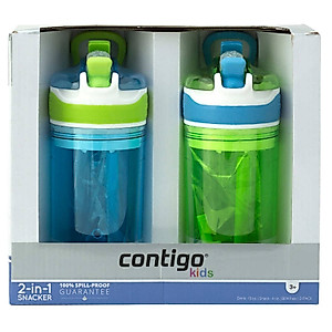 Contigo Kids 2 - in - 1 Snacker Spill Proof Cups 2 Pack Blue and Green
