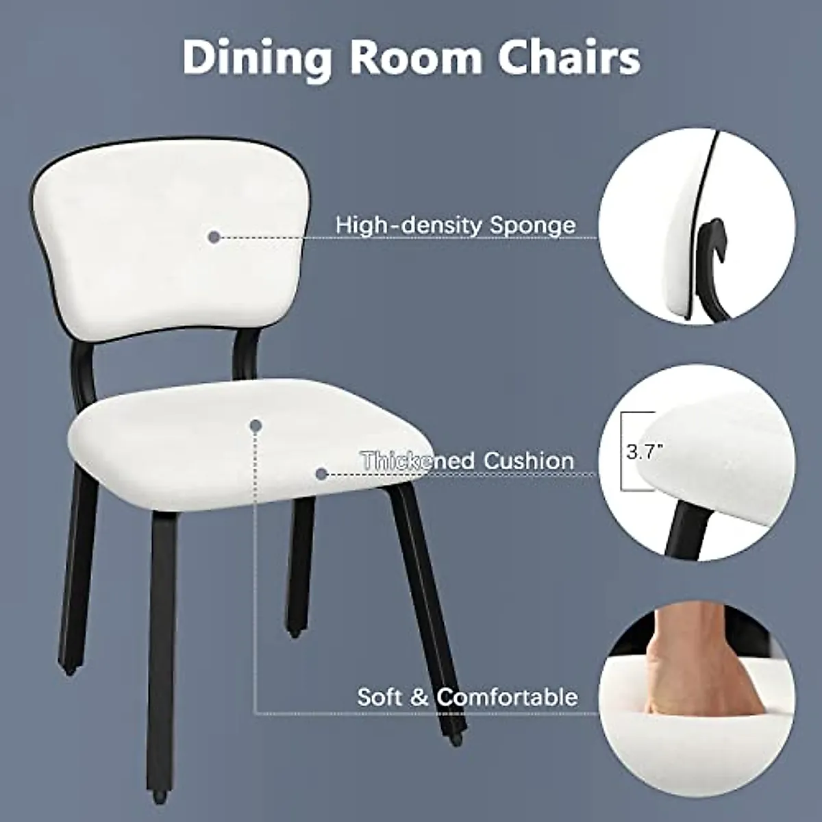 Tatub Dining Chairs Set of 2, Mid Century Modern Kitchen Chairs, Upholstered Dining Room Chairs with Soild Wood Legs for Kitchen Living Room Study Room (Beige)