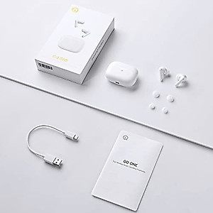 GQ ONE Noise Cancelling Wireless Earbuds, in-Ear Headphones, Touch Control, Bluetooth 5.3 IP55 Waterproof, Wireless Charging, Built Triple Mic, 35H Playtime, for iPhone & Android Sweat Resistant White