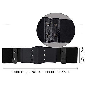Nanxson Womens Elastic Wide Waist Band Tied Waspie Corset Obi Waist Belt PDW0077 (black)