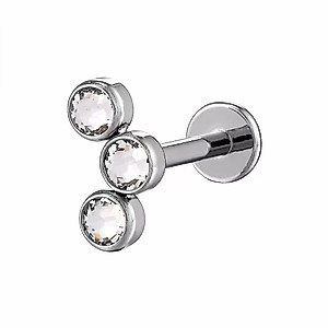 Piercingpops 6PCS 16G Tiny CZ Crystal Labret Piercing Stainless Steel Tragus Helix Lip Monroe Body Piercing Stud (6pcs Crystals Style) (Crystals Style)