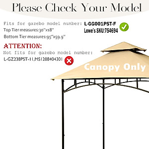 HETTRICK Gazebo Replacement Canopy 5x8 Shelter Double Tiered BBQ Cover Grill Shelter for Shop Garden Patio Model L-GG001PST-F (Beige)