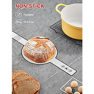 SMARTAKE 2-Pack Silicone Bread Sling for Dutch Oven, Reusable Bread Baking Mats with Long Handles, Include Spatula, Non-Stick Bread Baking Sheet Liners for Transferable Dough Pastry (Red & Black)