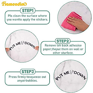Framendino, 4 Pack Funny Reminder Decoration Put Me Down Toilet Seat Decal Sticker for Bathroom Black