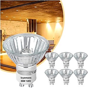 Ivyemons GU10+C 120V 50W Bulb - High Output 500LM GU10 Dimmable Bulb, MR16 GU10 Base Bulbs Warm White GU10 Halogen 50W Bulbs, Long Lasting 50 Watt GU10 Bulbs for Candle Warmer, Track Lighting