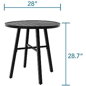 MFSTUDIO Outdoor Bistro Table Round Metal Patio Dining Table Small Side End Adjustable Outdoor Furniture Table,Black