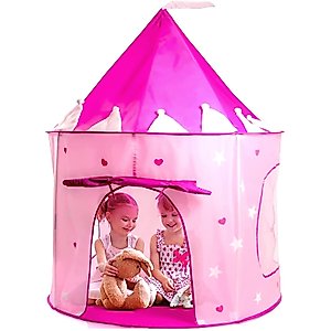 Play22 Play Tent Princess Castle Pink - Features Glow in The Dark Stars - Portable - Kids Pop Up Tent Foldable Into A Carrying Bag - Indoor and Outdoor Use - Original