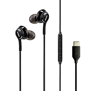 SAMSUNG AKG Earbuds for Galaxy S23 Ultra - Original USB Type C in-Ear Earbud Headphones with Remote & Mic - Braided - Includes Velvet Pouch - Black