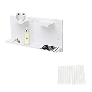 Yangli Pegboard Floating Shelves, Pack 2 DIY Decorative Wall Mounted Plastic Organizer Shelf for Office Kitchen Bedroom (White)