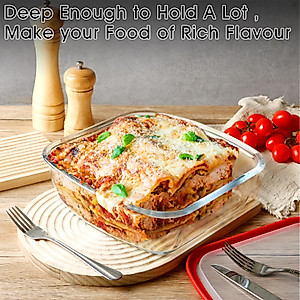 2.7 QT Square Glass Baking Dish with Red Visible Lid, 9x9 Baking Dish with Lid, LARGE and DEEP Baking Dish for Oven