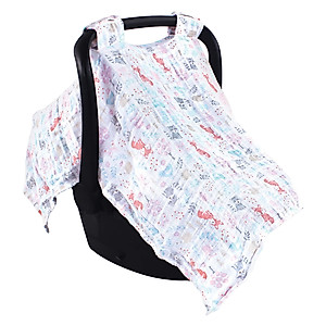 Hudson Baby Unisex Baby Muslin Cotton Car Seat and Stroller Canopy, Woodland Fox, One Size