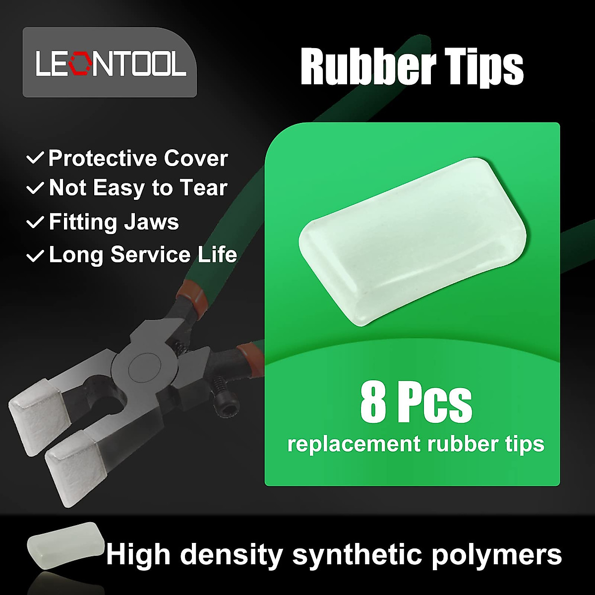 LEONTOOL 8Pcs Replacement Rubber Tips For Glass Breaking Pliers Flat Jaws Tips Key Fob Hardware 1 Inch Key Fob Pliers Attach Rubber Tips Stained Glass Supplies for Hardware Install Labor Day Gifts