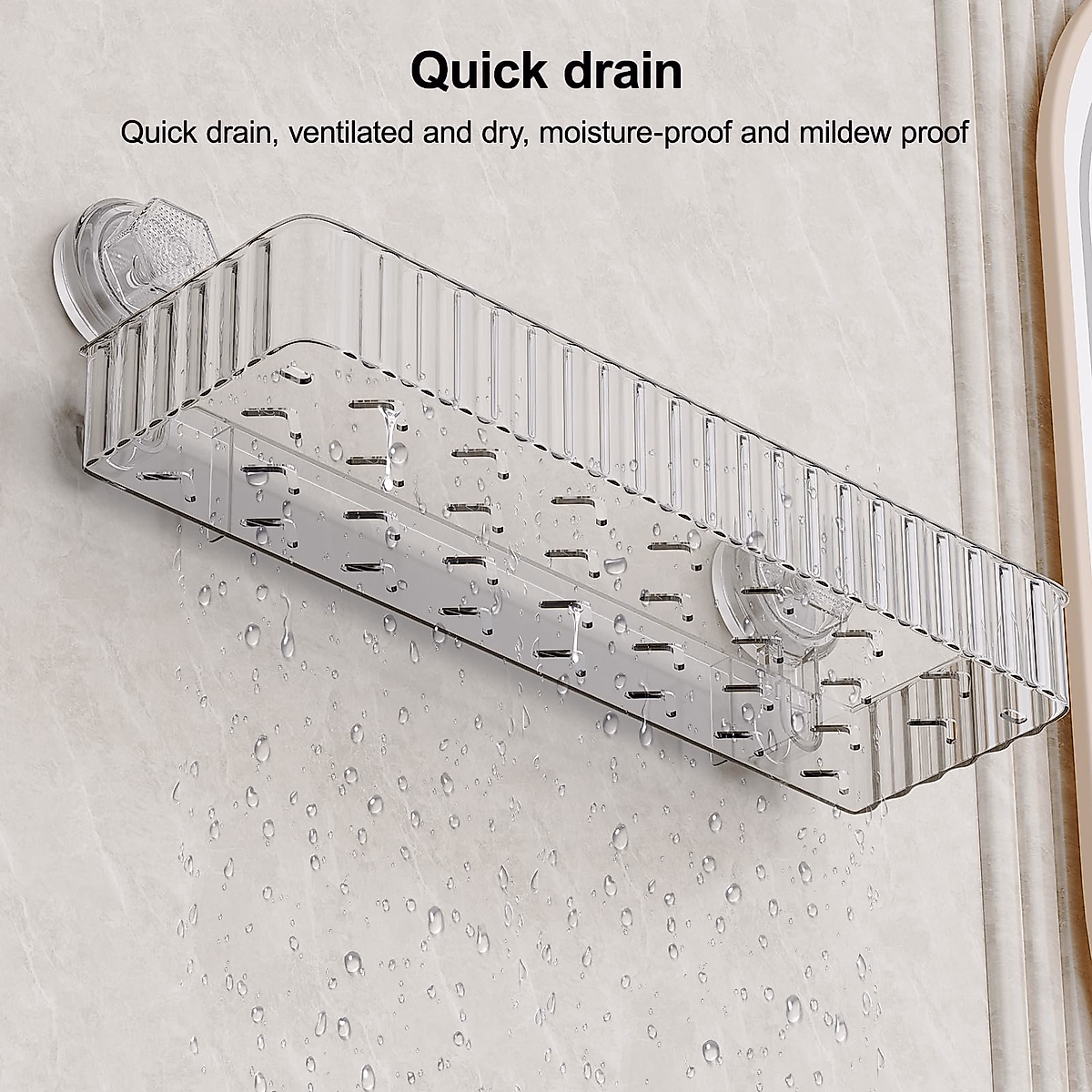 Ankoox Shower Caddy Suction Cup Bathroom Shower Organizer for Bathroom Storage Home Decor & Kitchen No Drilling Large Capacity Removable and Reusable Shower Shelves for Inside Shower. (clear, square)