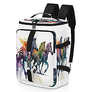 Vintage Running Zebras Watercolor（01） Gym Duffle Bag for Traveling Sports Tote Gym Bag with Shoes Compartment Water-resistant Workout Bag Weekender Bag Backpack for Men Women