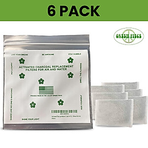 Green Piece - Overstuffed and Double Sized - All Natural Baby Diaper Pail Deodorizer Activated Charcoal (Pack of 6) 2" X 3")
