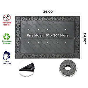 Toland Home Garden 850100 Recycled Rubber Holder, 24" x 36" Doormat Tray, Black