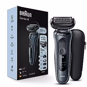 Braun Series 6 6046cs Electric Razor for Men, Wet & Dry, Electric Razor, Rechargeable, Cordless Foil Shaver with Charging Stand, Travel Case and Precision Trimmer, Black