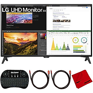LG 43UN700T-B 43-inch 4K UHD 3840x2160 IPS USB-C HDR 10 Monitor Bundle with Deco Gear 2.4GHz Wireless Backlit Keyboard with Touchpad Mouse, 2X Deco Gear HDMI Cable and Microfiber Cleaning Cloth