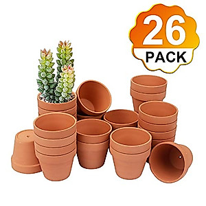 BLQH [26 Pack] 4" Planter Nursery Pots Clay Pots Terracotta Pot Clay Ceramic Pottery Planter Cactus Flower Pots Succulent Nursery Pots Garden Terra Cotta Pots with Drainage Hole (26)