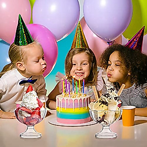 Mezchi Set of 12 Ice Cream Bowl Set, 8 Ounce Plastic Dessert Bowls, Clear Footed Dessert Cups, Ice Cream Cups Bowls for Sundae Milkshakes Parfait Fruit Pudding