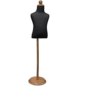Toddler Dress Form with Adjustable Wood Stand (Sizes 3T-4T) - Black