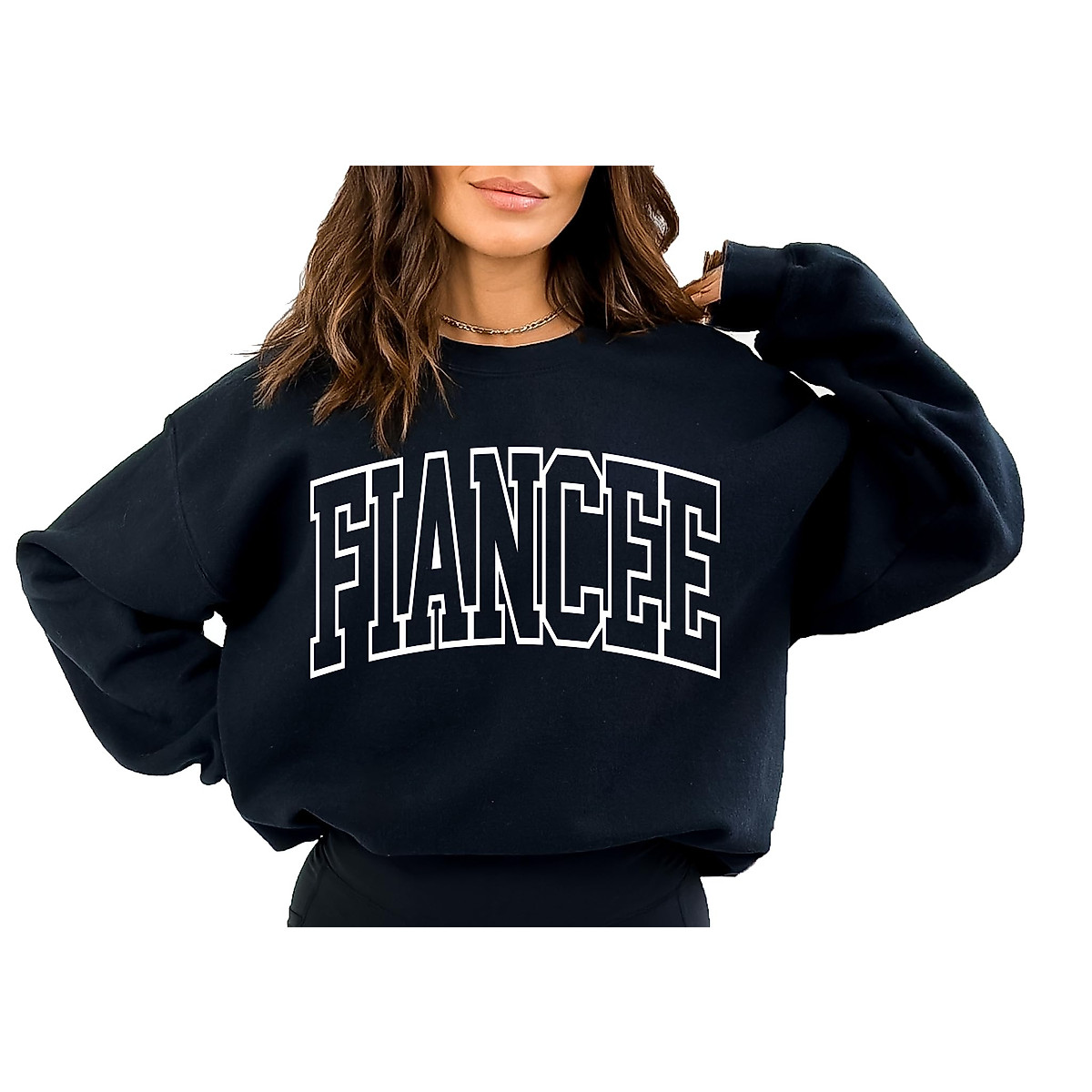 Up2ournecksinfabric - Engagement Gift - Fiance Sweatshirt - Newly Engaged - Black Crewneck Sweatshirt - Fiancee