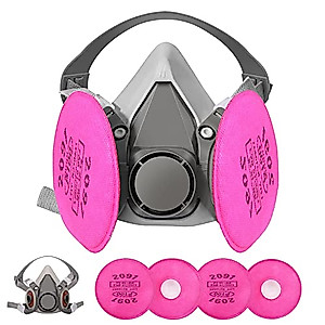 TANGS Reusable Half Facepc Cover, Respirаtor 6200 with 4 PCS 2091 Filter, Used for Painting, Dust, Welding, Metal Cutting and Other Work Protection