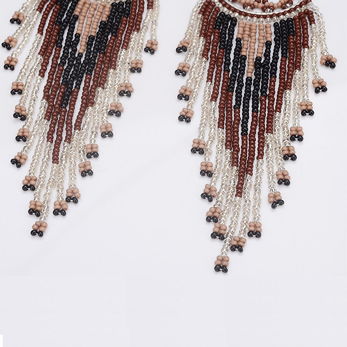 Tarsus Bead Earrings Dangle for Women Seed Bead Dream Catcher Women Hypoallergenic Beaded Native American(Gray)