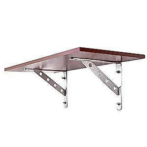 PIBM Stylish Simplicity Shelf Wall Mounted Floating Rack Shelves Stainless Steel Solid Wood Tripod Widening Thicken Small Items Storage,8 Sizes, a , 40x30x15cm