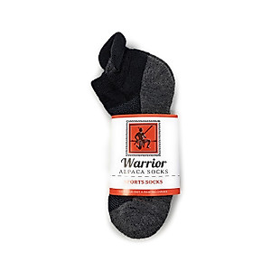 Warrior Alpaca Socks - Unisex High Performance Cross Trainer Athletic Socks (Large, Black/Grey Ankle)