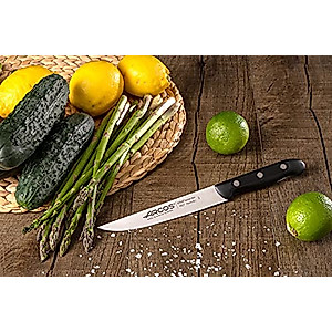 ARCOS Kitchen Knife 6 Inch Stainless Steel. Professional Kitchen Knife for Peeling Fruits and Vegetables. Ergonomic Polyoxymethylene Handle and 150mm Blade. Series Maitre. Color Black