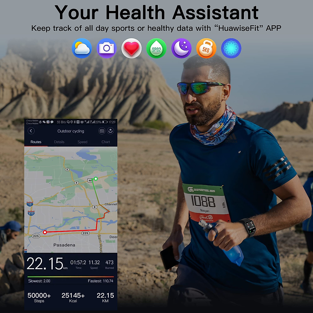 Bemtava Smart Watch, Smartwatch for iPhone Android Phones with Call Message Reminder, 1.7 inch DIY Watch Face Fitness Tracker with Heart Rate/Sleep Monitor, GPS Sports Tracking for Women Men Kids