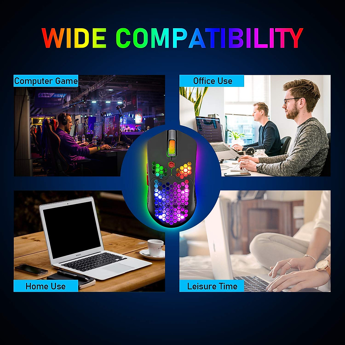 Wireless Gaming Mouse,16 RGB Backlit Ultralight Wireless/Wired Mice with Programmable Driver,Rechargeable 800mA Battery,Pixart 3325 12000 DPI,Lightweight Honeycomb Shell for PC Gamers (Pink)