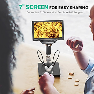 Opqpq 7" LCD Digital Micrscope, Coin Microscope for Error Coins, Coin Magnifier with Light & Screen for Collectors, Micro Soldering Microscope for Electronics Repair, Video Microscopes for Adults