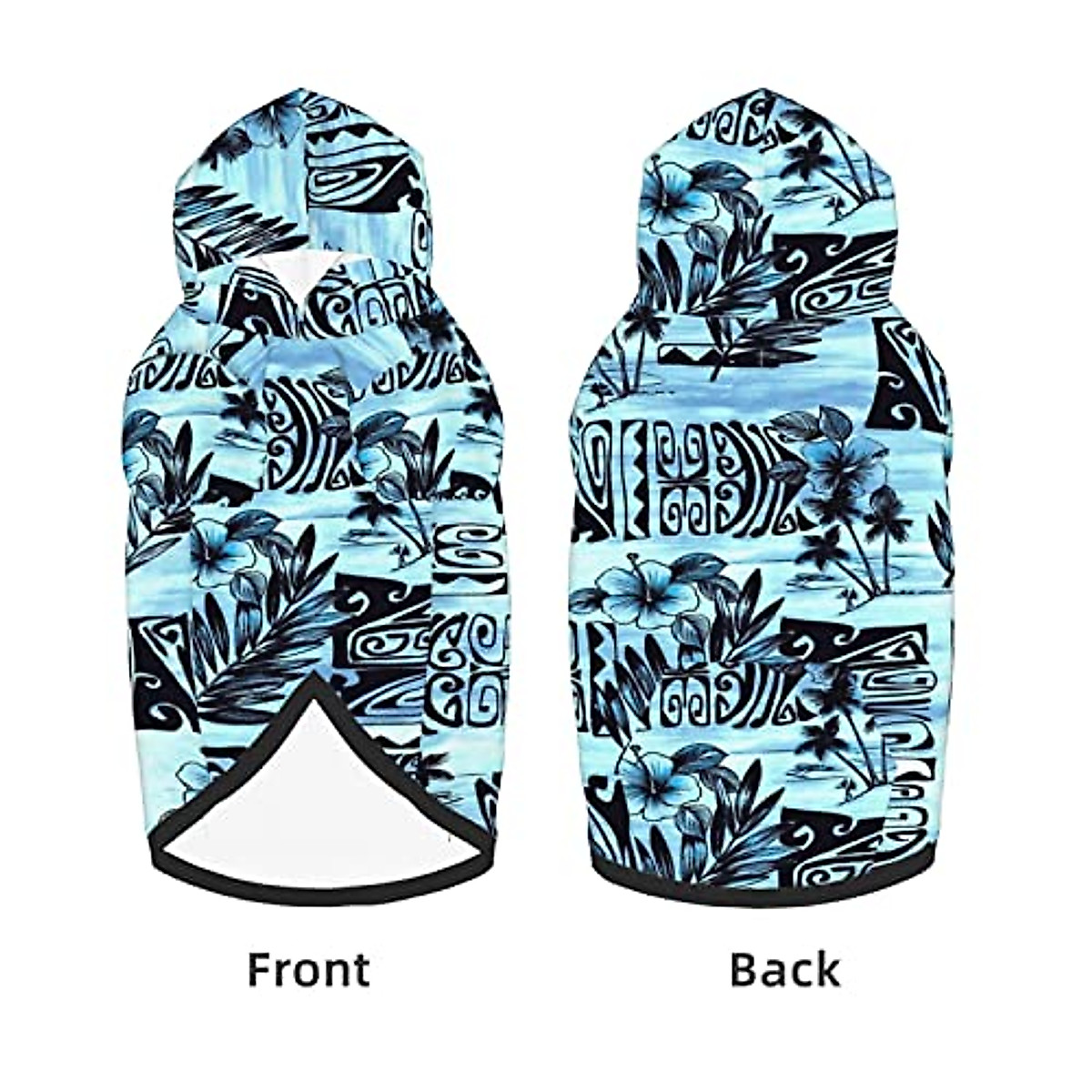 Large Dog Hoodie Hawaiian-Hibiscus-Blue-Floral Pet Clothes Sweater with Hat Soft Cat Outfit Coat Large