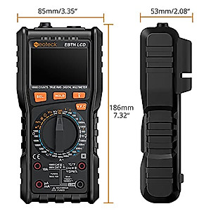 Neoteck True RMS 9999 Counts Digital Multimeter, Large Backlit EBTN LCD, Manual & Auto Dual Ranging Integrated Design - Black