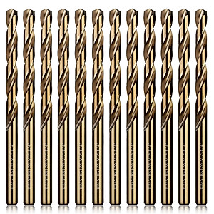 UBESTHS 1/4" Cobalt Drill Bits 12Pcs, M35 HSS Metal Drill Bit Set with Storage Case for Hard Metal, Stainless Steel, Cast Iron