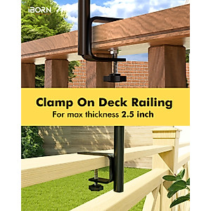 iBorn Shepherds Hooks for Outdoor Clamp On Deck Hook for Bird Feeder 45 Inch Bird Feeder Hangers for Deck Railing Humming Bird Feeders Hanging Tri-Hooks 2024 New (Feeders are Not Included)