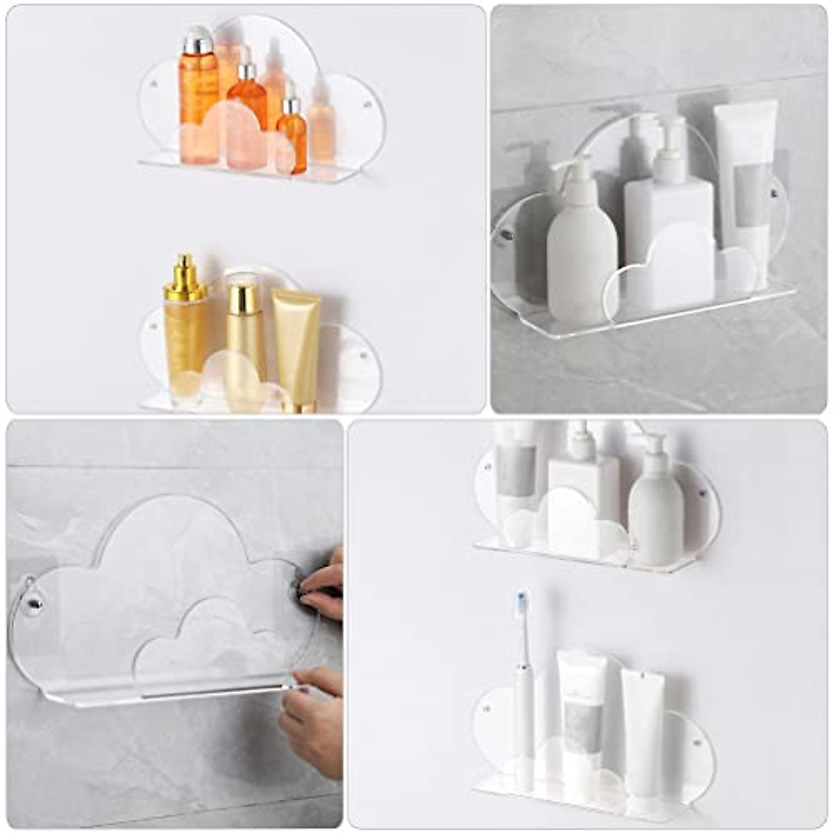Zerodeko Clear Acrylic Cloud Shelves Wall Mounted Could Shape Wall Shelf Porch Entryway Floating Shelves Bookshelf Rack Wall Decoration (Transparent)