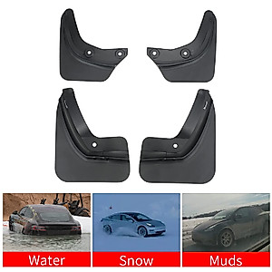 Jawjut Mud Flaps, Compatible with Tesla Model 3 2023,Splash Guard Accessories, No Drilling Required, Black