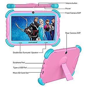 Kids Tablet, 7 Inch Tablet for Kids, Parental Control Educational Tablet, 2+32GB Android 11.0, IPS Screen, Kids Content Pre-installed, with Bluetooth WiFi, Kid-Proof Case, YouTube Netflix Hulu (Pink)