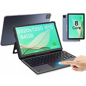 AWOW 2 in 1 Tablet, 10 inch Windows 11 Tablet, Octa-Core Processor 64GB ROM(TF 512GB), 1920x1200 IPS Touchscreen, Dual Camera, BT5.0, WiFi, Google Certified GPS Tablet PC