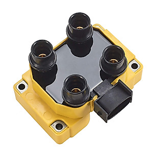 ENA Set of 2 Yellow Ignition Coil Pack Compatible with Ford Lincoln Mazda Mercury F150 F250 E150 Escort Explorer Mustang Ranger Town Car Mark VIII B2300 B2500 626 Tracer Mystique Replacement for FD487