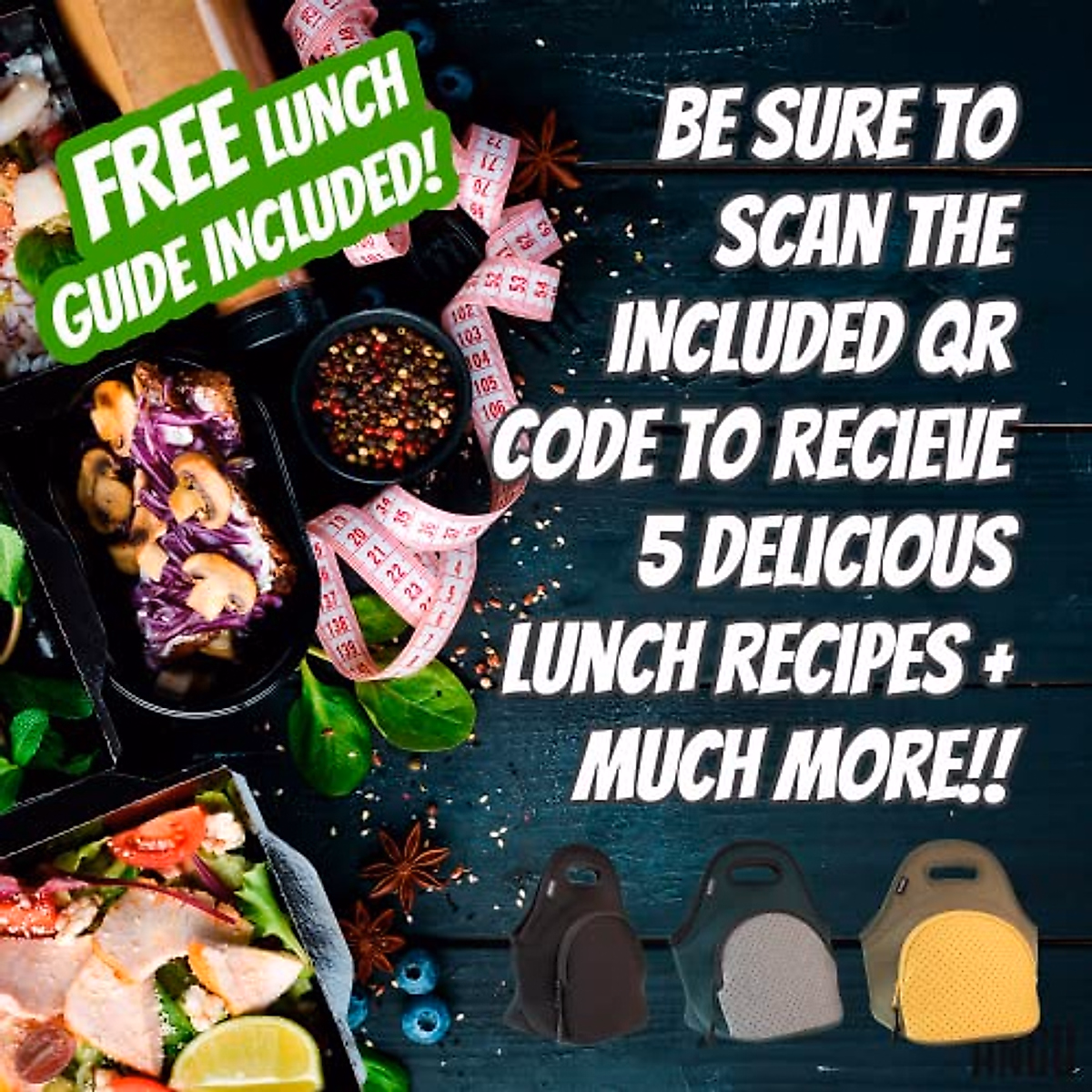 ANGU Neoprene Lunch Bag with Pocket - Keep Your Lunch Nice and Chilled - Washable Lunch Bags Made of Durable 5mm Neoprene - Quality YKK Zippers will Never Break - Soft Cotton Feel (Black)