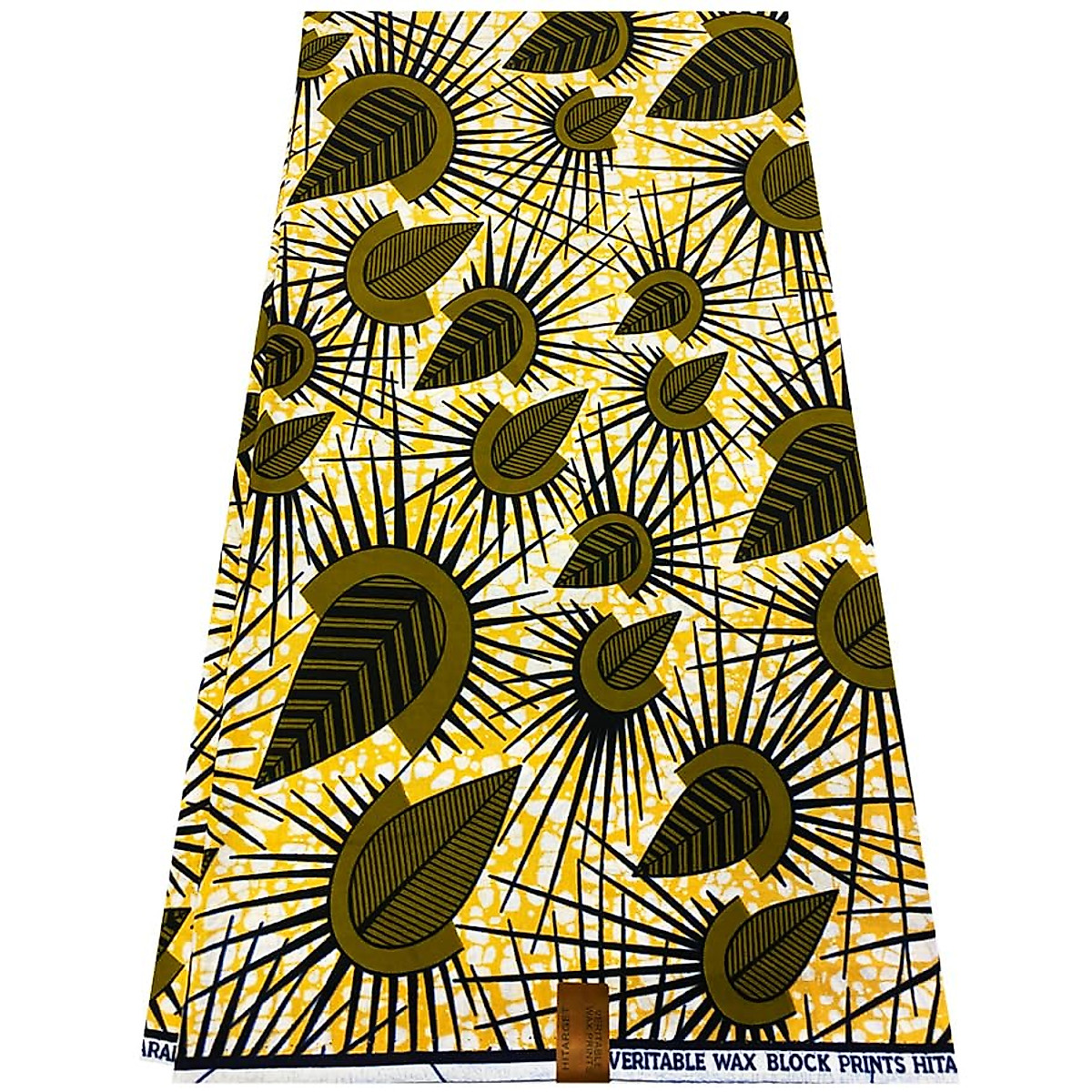 High End Wrapper Design- Cream, White, Tangerine-Orange, Brown,Olive-Green, African Wax Print Fabrics- Sell for 6 Yards- 100% Cotton