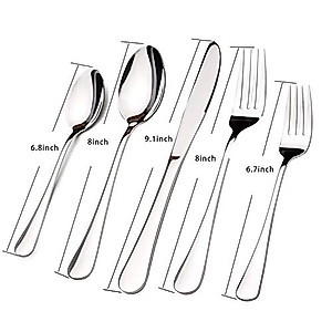 Acnusik Stainless Steel Flatware Service for 8, Utensils Cutlery Including Knife 40-Piece Silverware Set, Silver