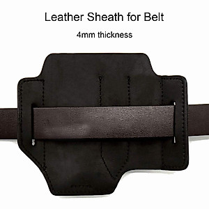 Pocket Organizer Pouch EDC Leather Sheath for Belt for 5 inch Knives Tactical Flashlights Key Fob Tools (Black)